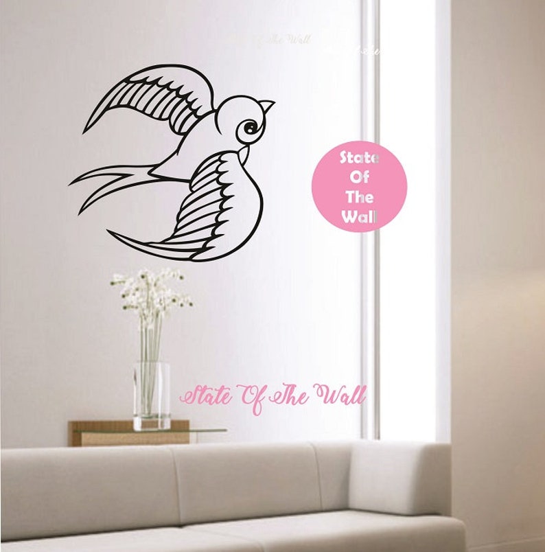 Swallow Double Swallows Birds Vinyl Wall Decal Sticker Art | Etsy
