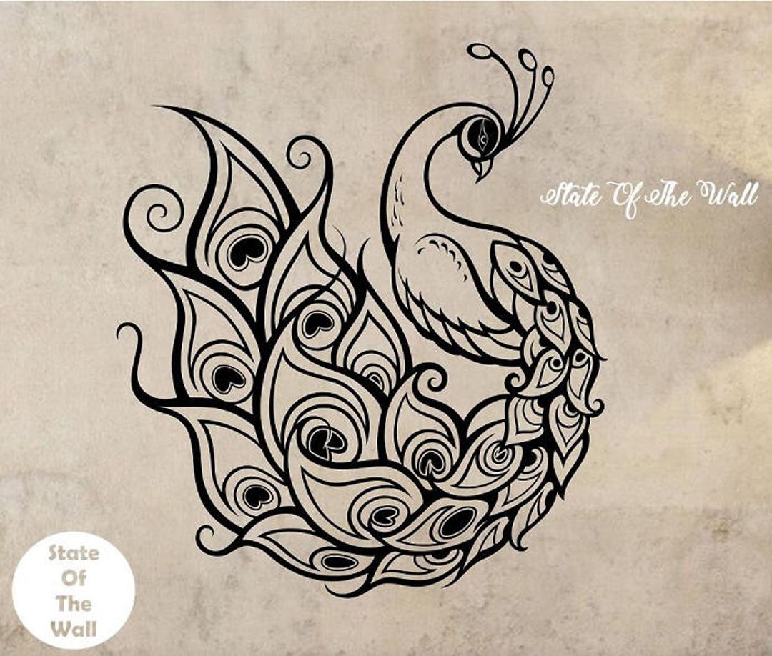 Peacock Wall Decal Sticker Art Decor Bedroom Design Mural Version 2 ...