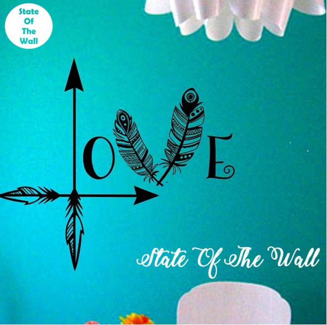 Love Arrow Wall Decal Feather Namaste Vinyl Sticker Art Decor Bedroom ...