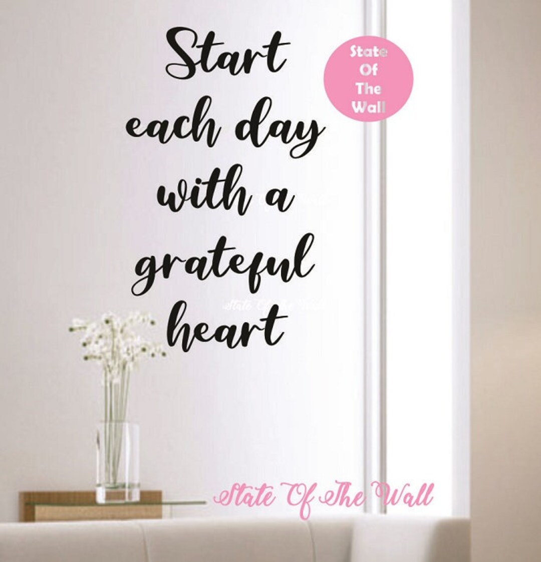 Start Each Day With a Grateful Heart Wall Decal Blessed Family Vinyl ...