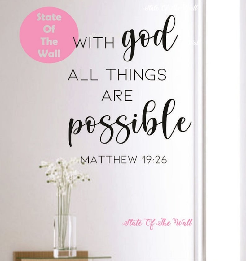 With God All Things Are Possible Wall Decal Bible Verse Vinyl - Etsy