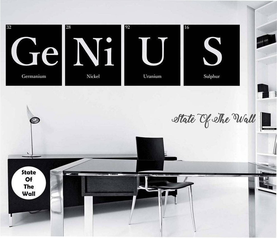 GENIUS Periodic Table Elements Vinyl Wall Decal Sticker Art Decor ...