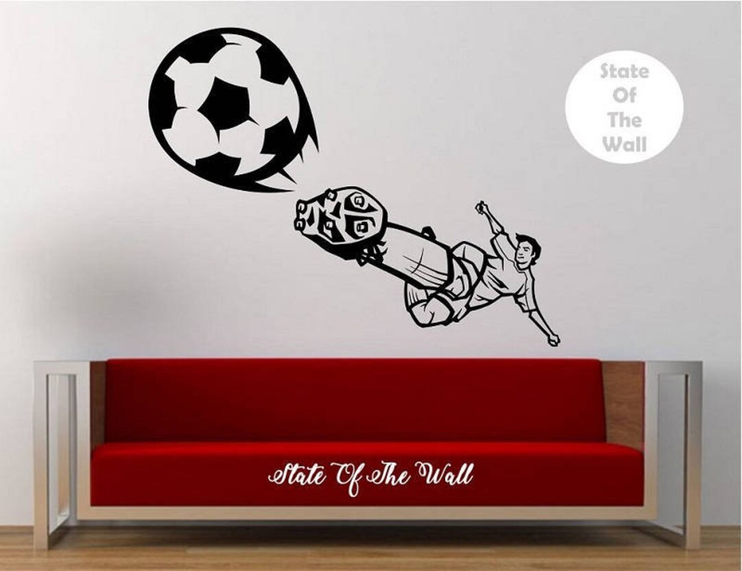 Soccer Player Kick Vinyl Wall Decal Sticker Art Decor Bedroom Design ...