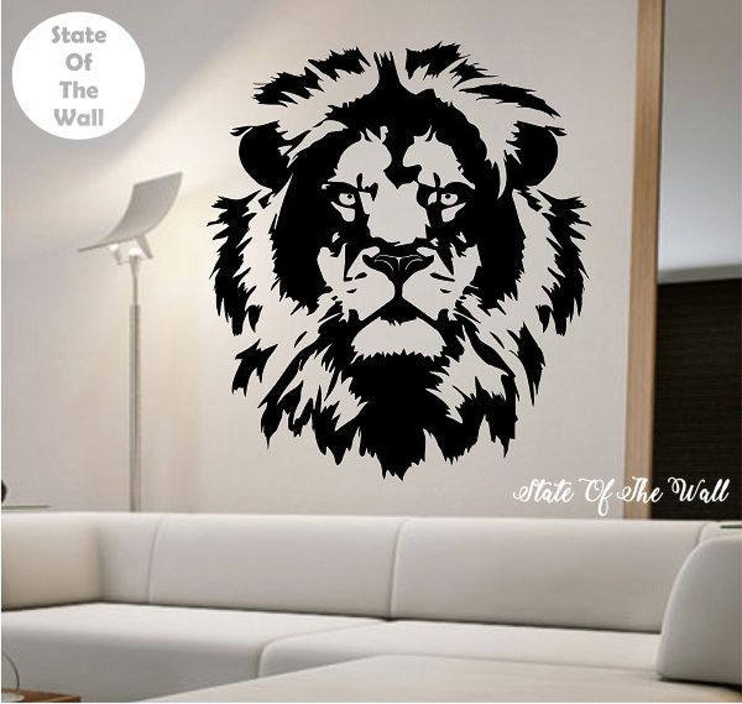 Lion Wall Decal Lion Face Vinyl Design Sticker Art Decor Bedroom Design ...