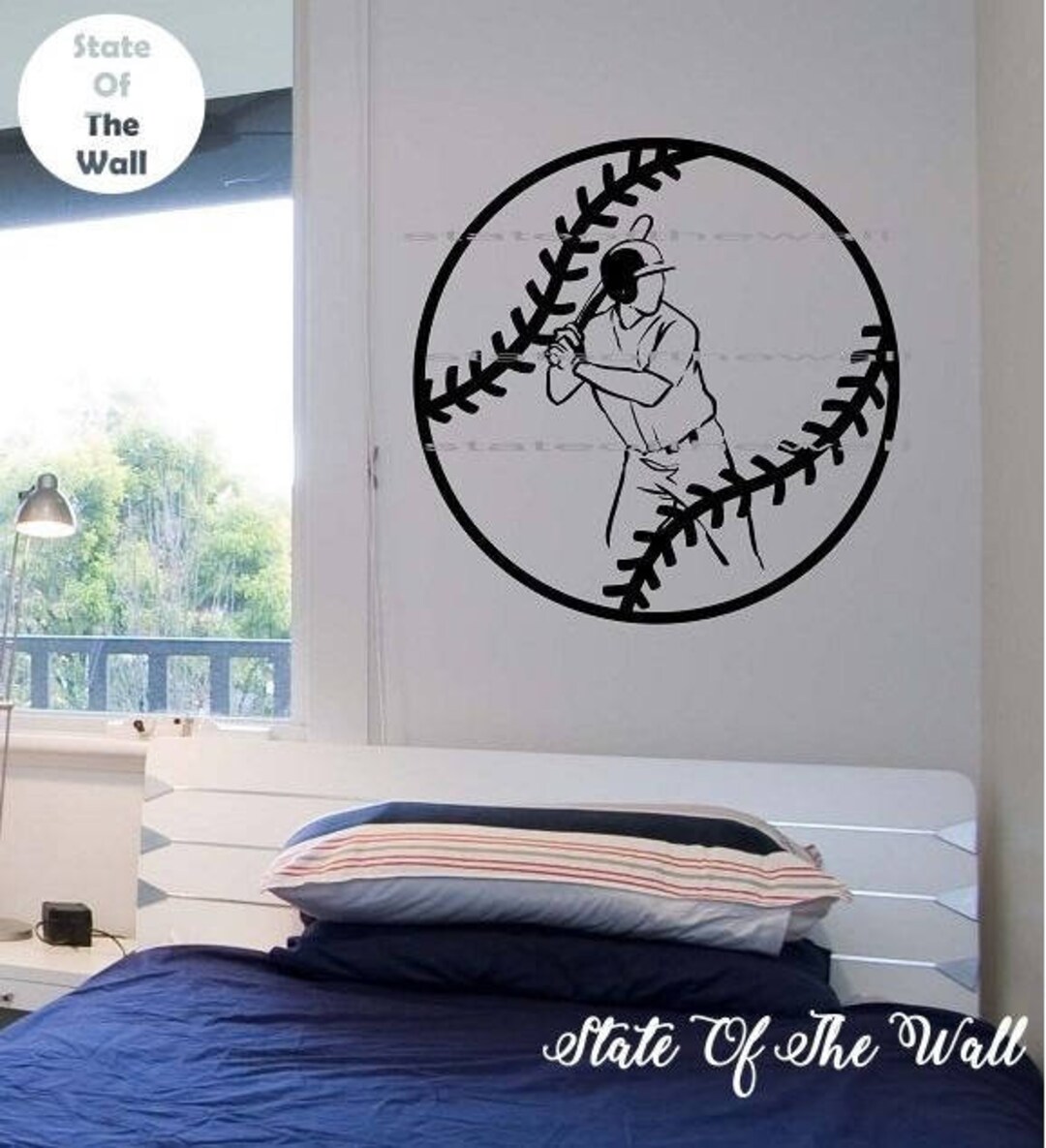 Baseball Wall Decal Sports Sticker Art Fitness MLB Baseball Player Room ...