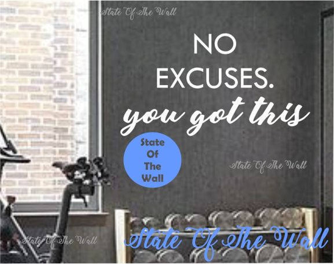 No Excuses Wall Decal Gym Decor Vinyl Fitness Motivation Art Health ...