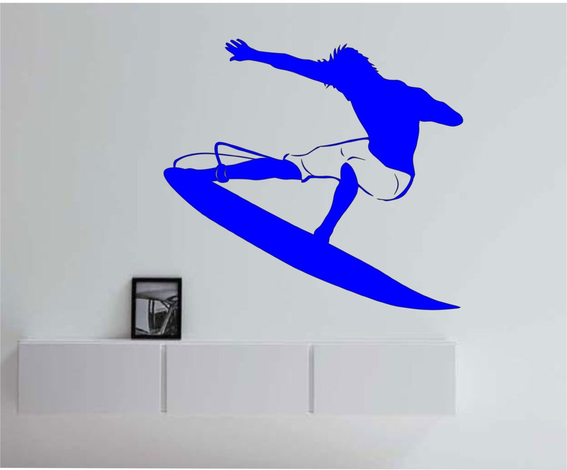 Surfing Guy Surf Guy Beach Wall Decal Sticker Art Decor | Etsy