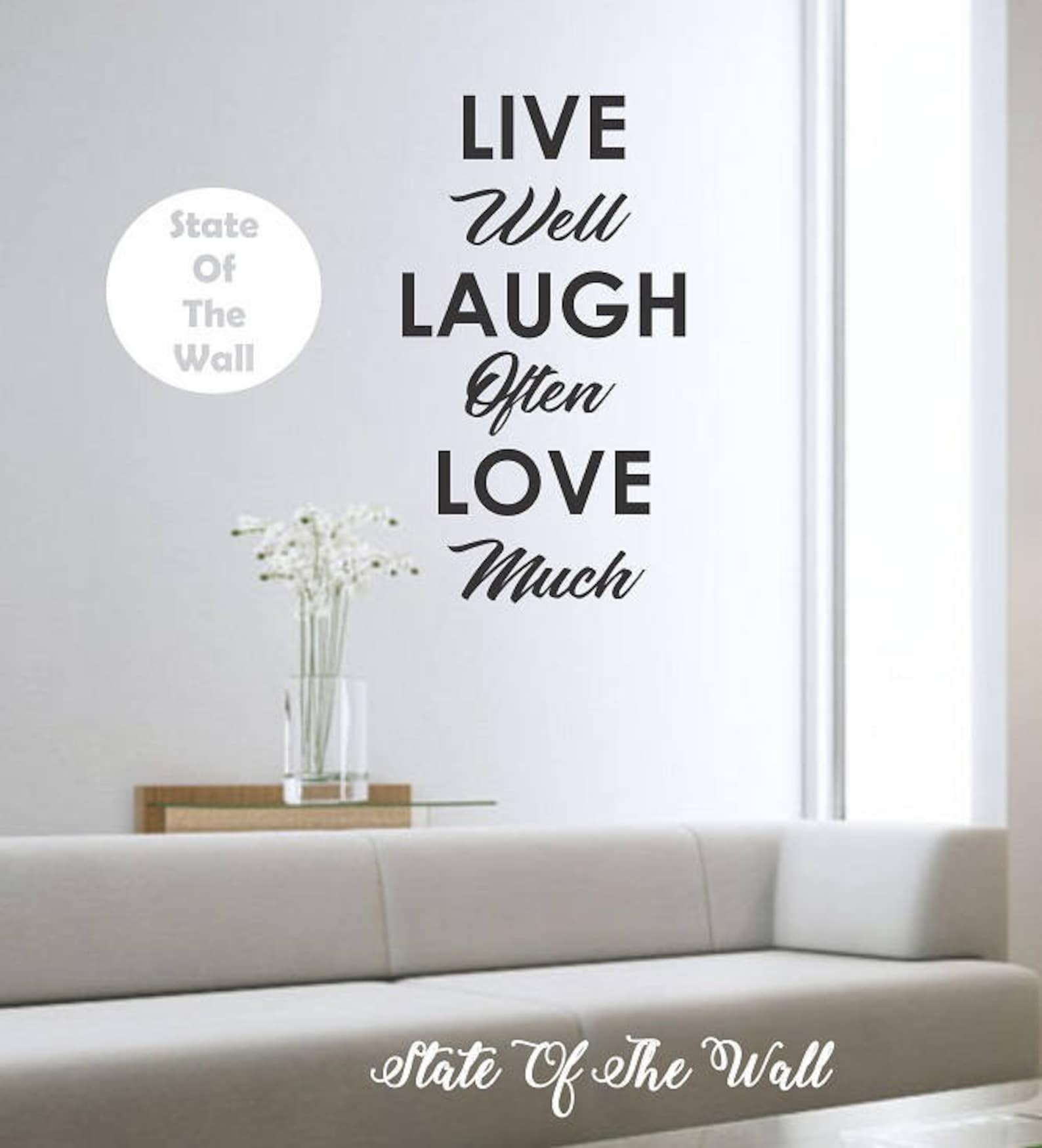 Live Well Laugh Often Love Much Quote Vinyl Wall Decal Sticker | Etsy