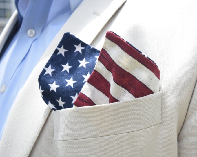 4th of July Pocket Square, American Flag Pocket Square Double Sided ...