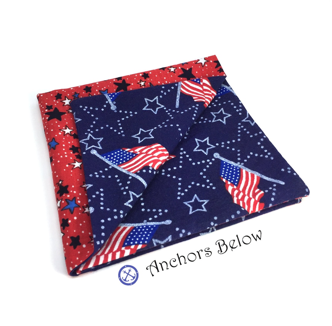 American Flag Pocket Square, USA Pocket Square, Red White and Blue Star ...