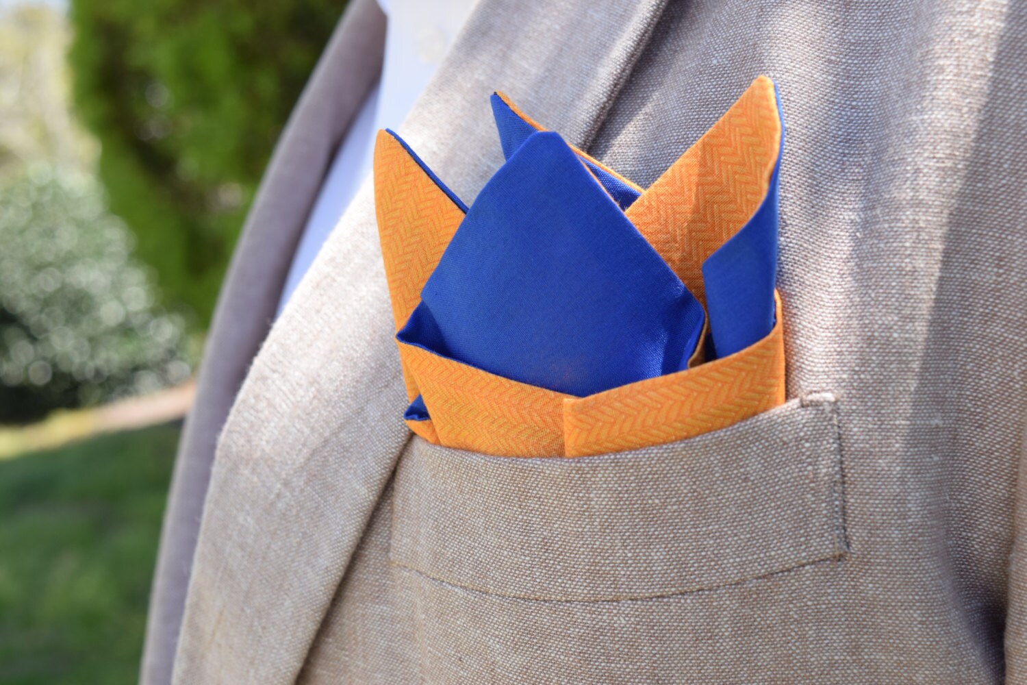 Orange Pocket Square, Blue Pocket Square, Double Sided Pocket Square ...