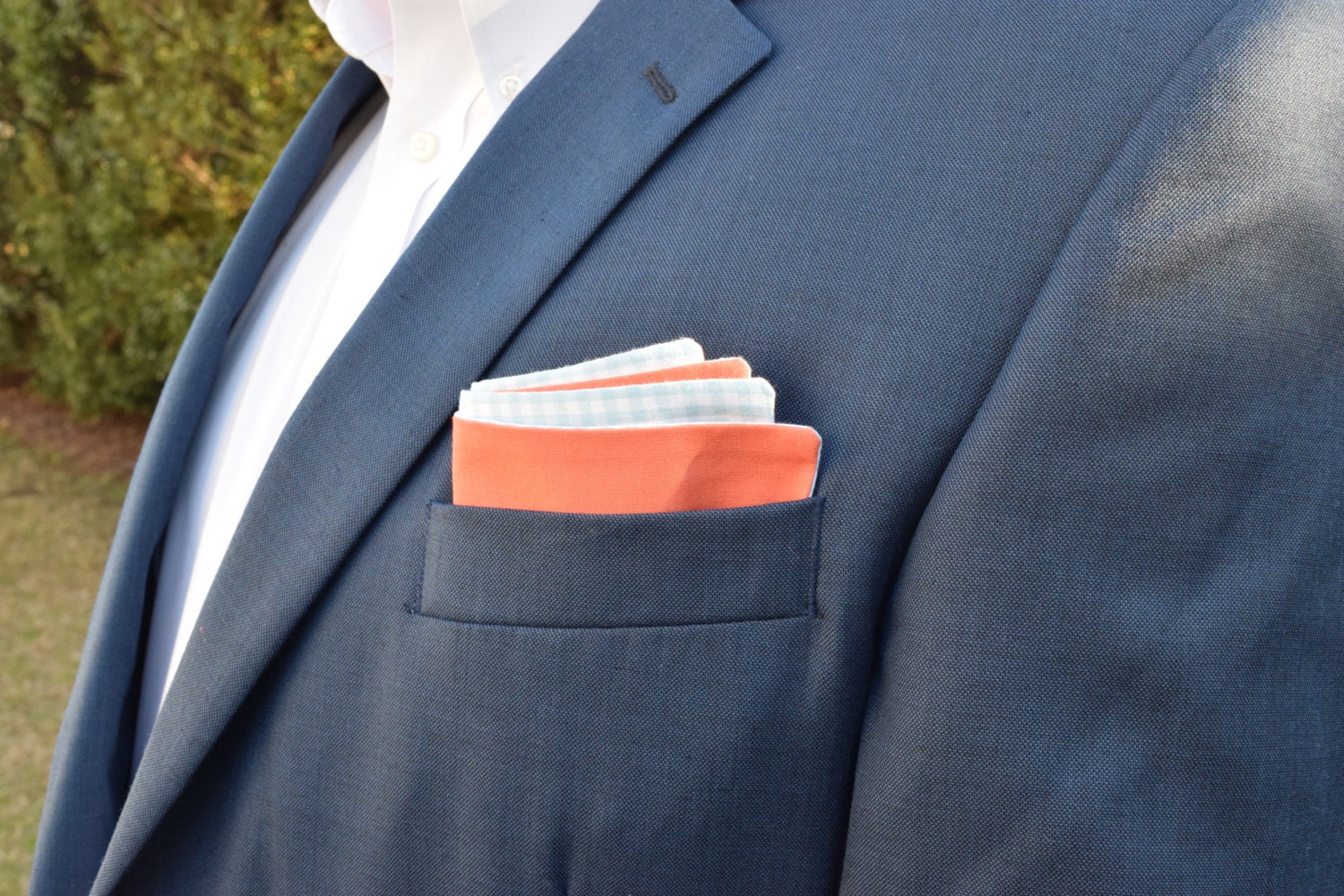 Blue Gingham Pocket Square Papaya Pocket Square Dusty Light - Etsy