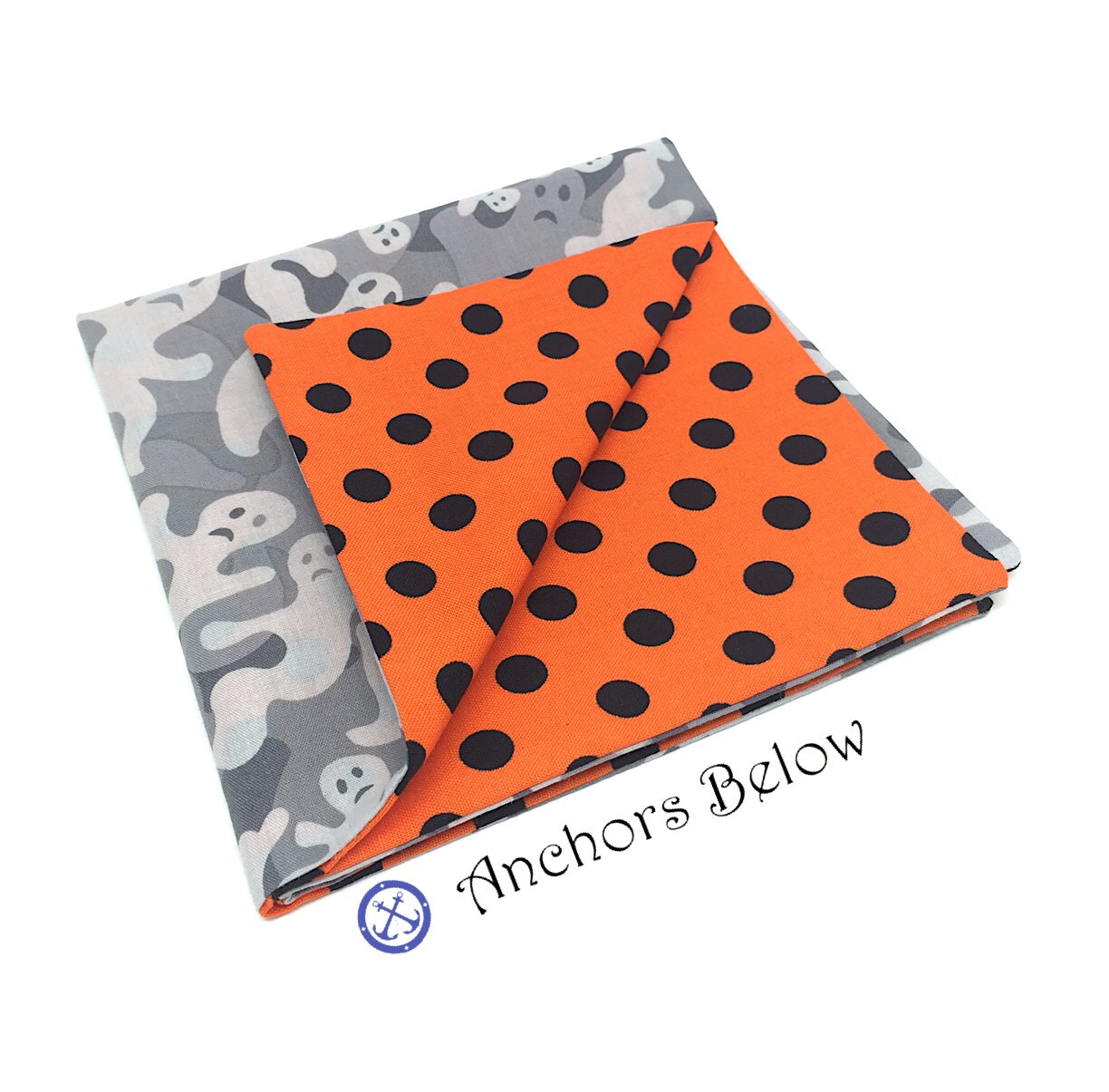 Ghost Pocket Square, Halloween Pocket Square, Orange Polka Dot Pocket ...