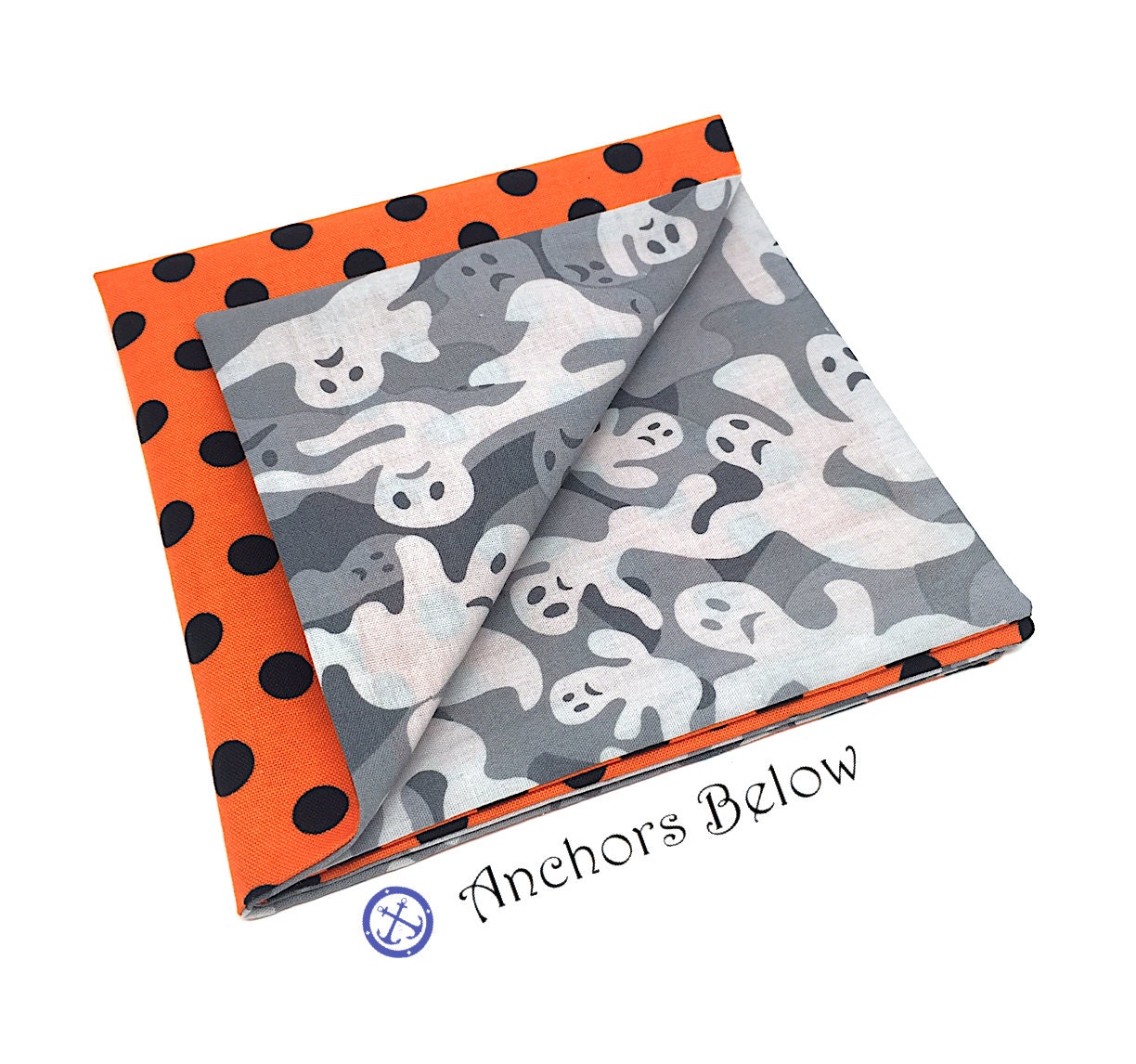 Ghost Pocket Square, Halloween Pocket Square, Orange Polka Dot Pocket ...