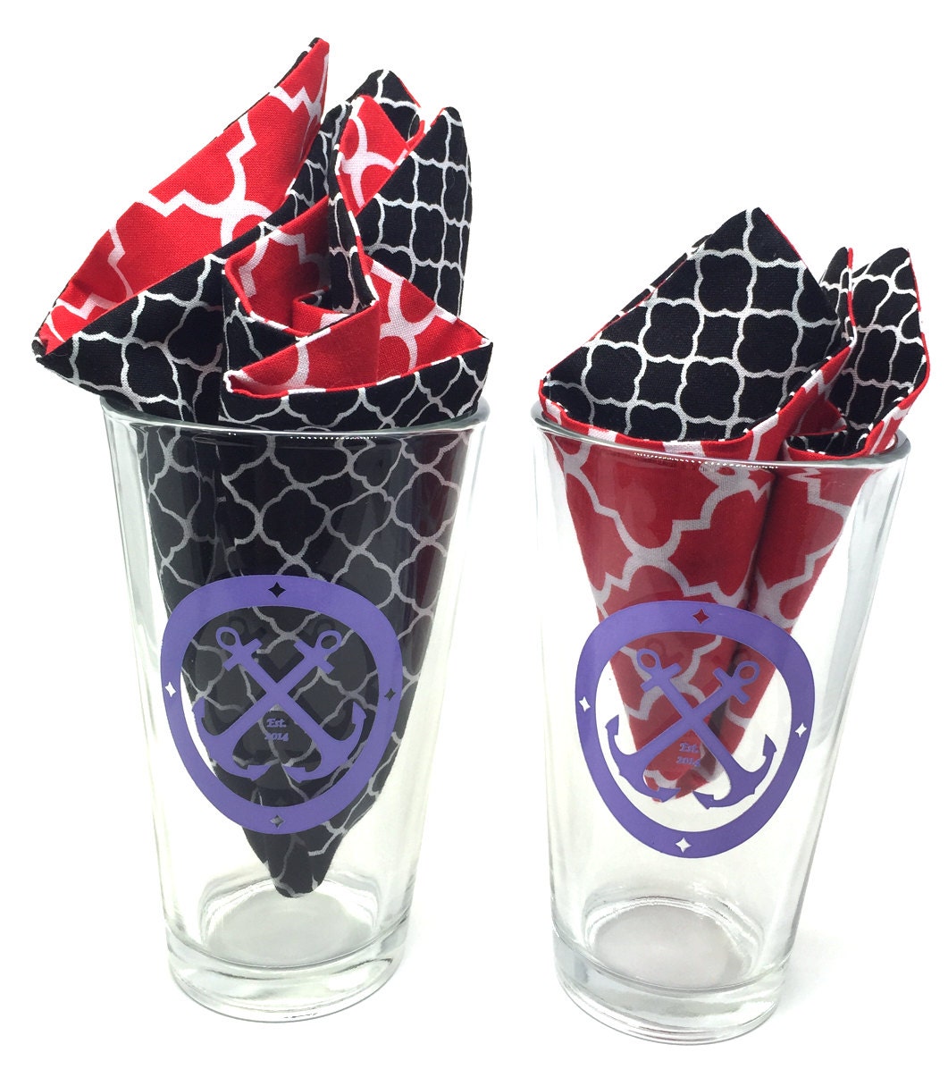 Red Pocket Square Black Pocket Square Double Sided Pocket - Etsy