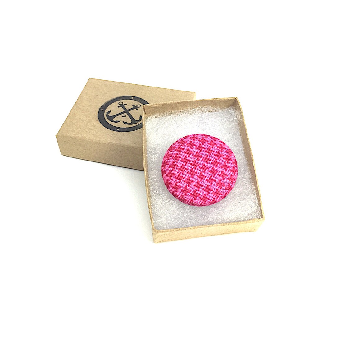 Pink Lapel Pin Magnetic Lapel Pin Pink Houndstooth Magenta | Etsy