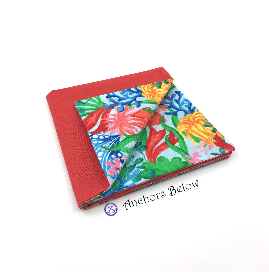 Coral Reef Pocket Square, Burnt Orange Pocket Square, Ocean Pocket ...