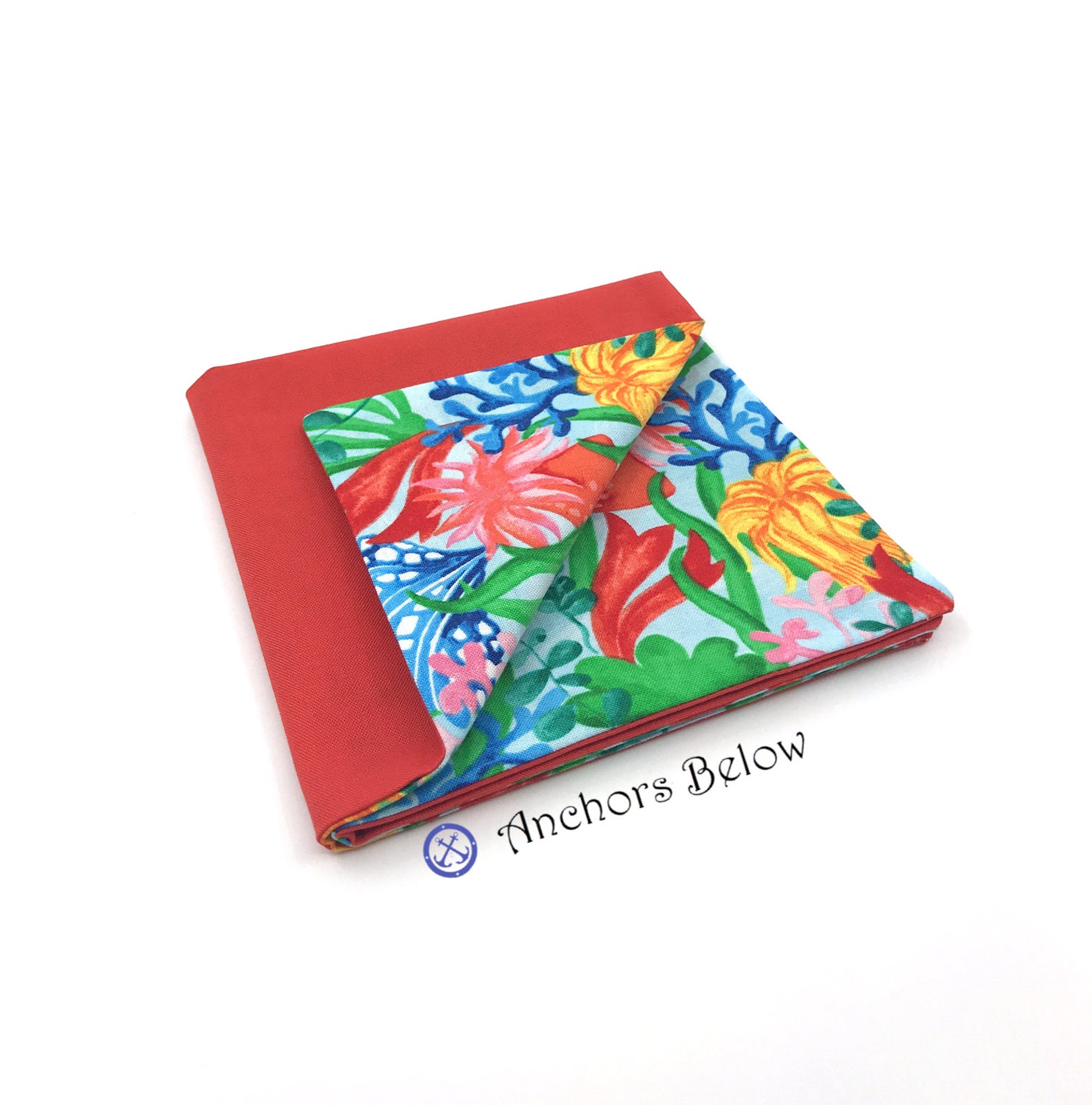 Coral Reef Pocket Square, Burnt Orange Pocket Square, Ocean Pocket ...