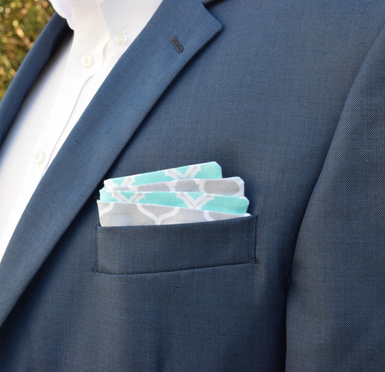 Gray Pocket Square Diamond Pattern Pocket Square Teal Pocket - Etsy