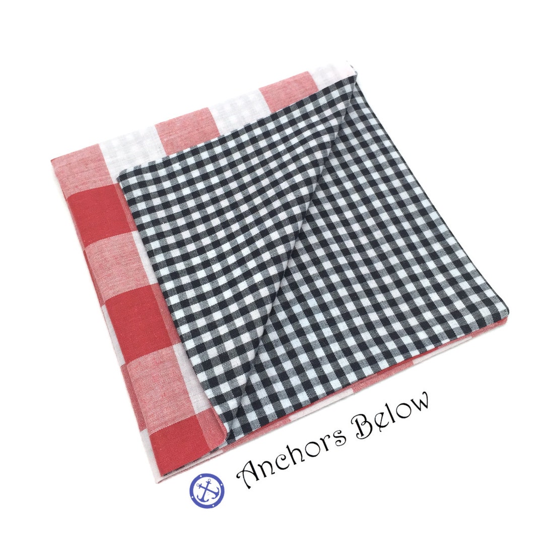 Red Gingham Pocket Square, Black and White Gingham Pocket Square ...