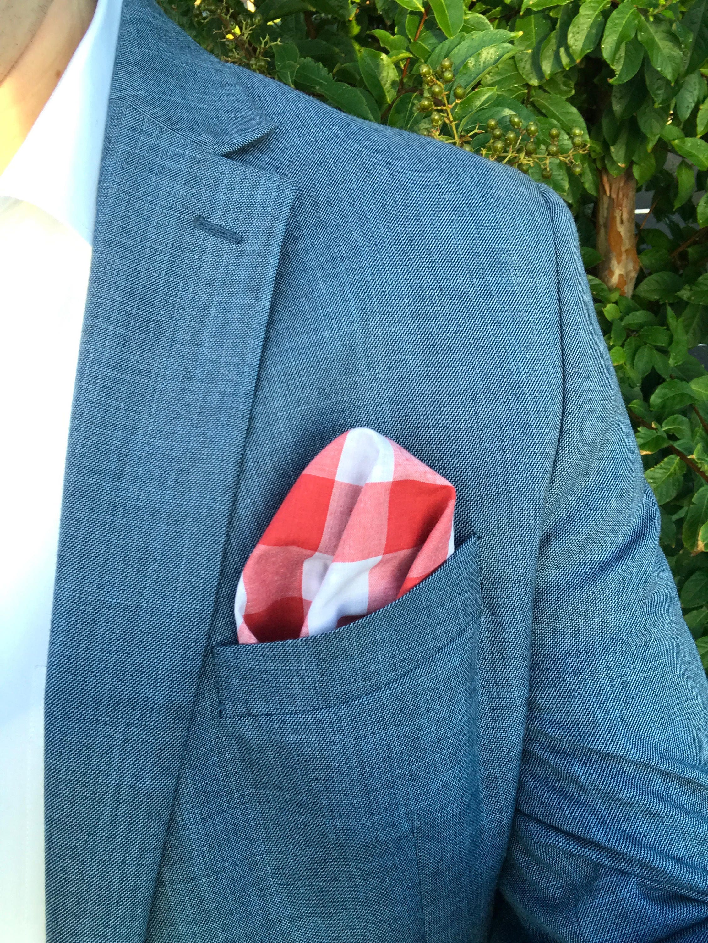 Red Gingham Pocket Square, Black and White Gingham Pocket Square ...