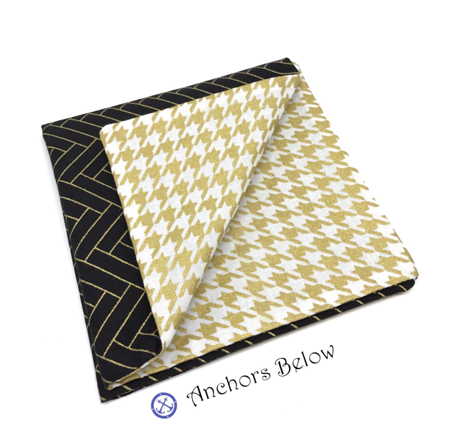 Gold Pocket Square, Gold Houndstooth Pocket Square, Gold Herringbone ...
