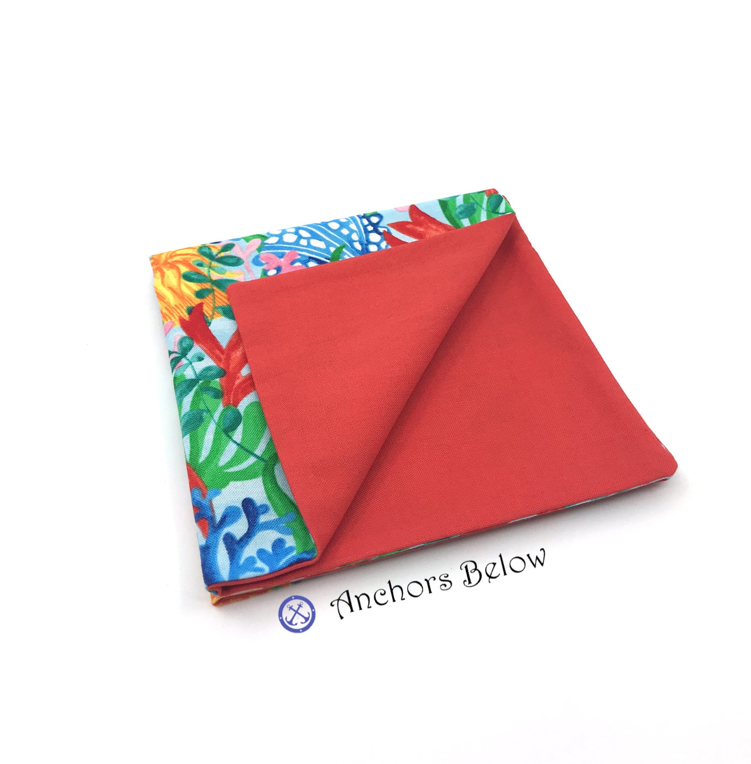 Coral Reef Pocket Square, Burnt Orange Pocket Square, Ocean Pocket ...
