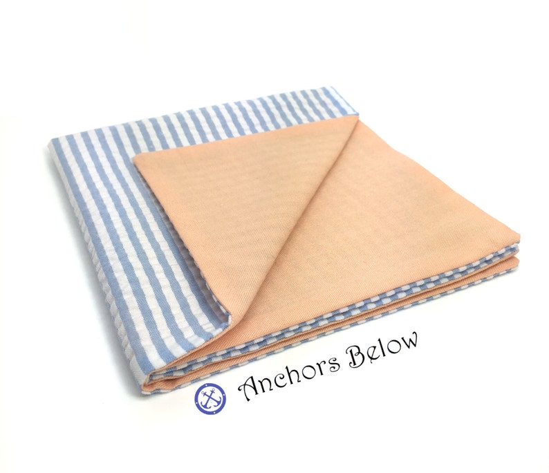 Seersucker Pocket Square, Peach Pocket Square, Spring Pocket Square ...