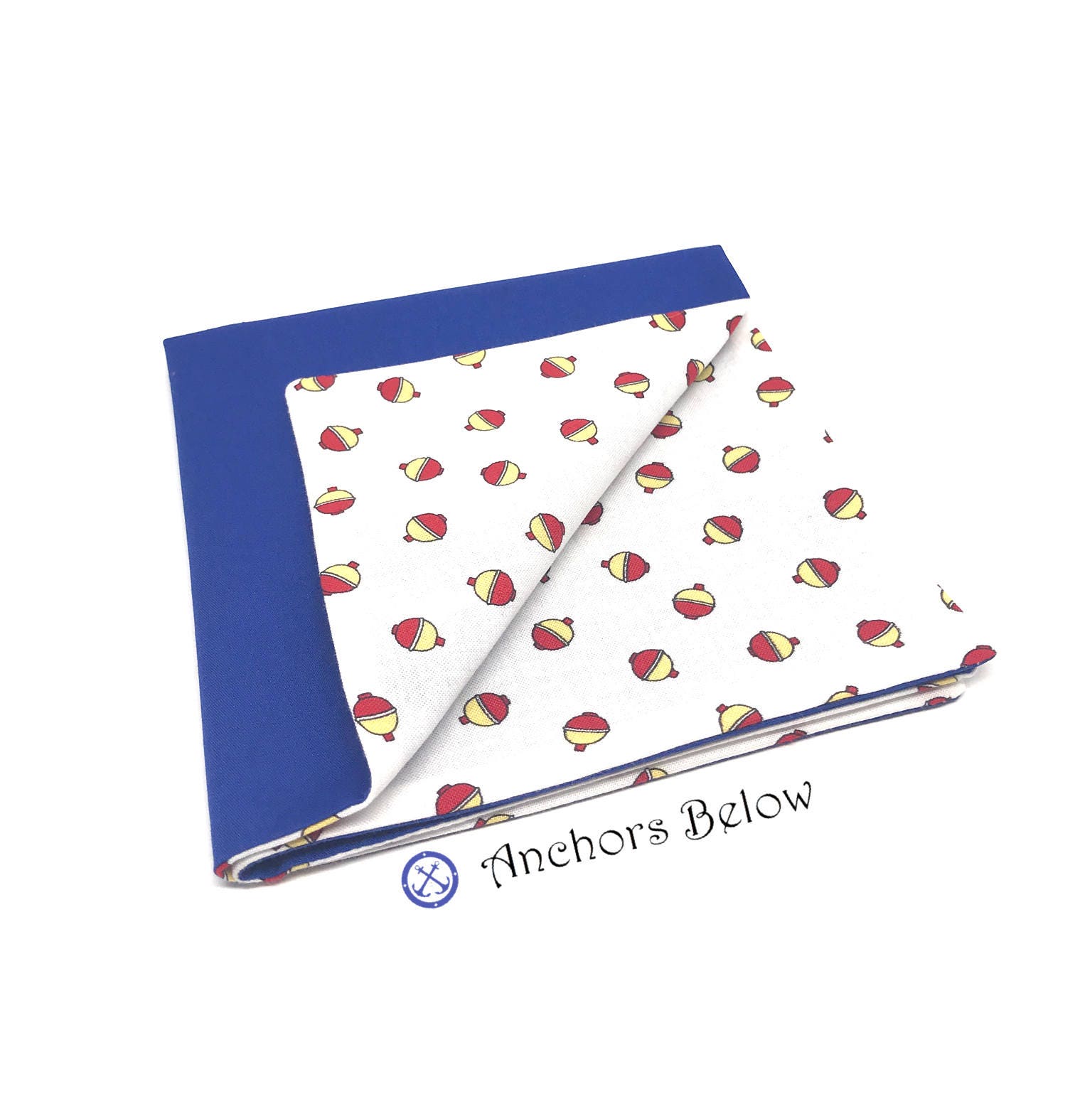 Fishing Pocket Square, Bobber Pocket Square, Solid Blue Pocket Square ...