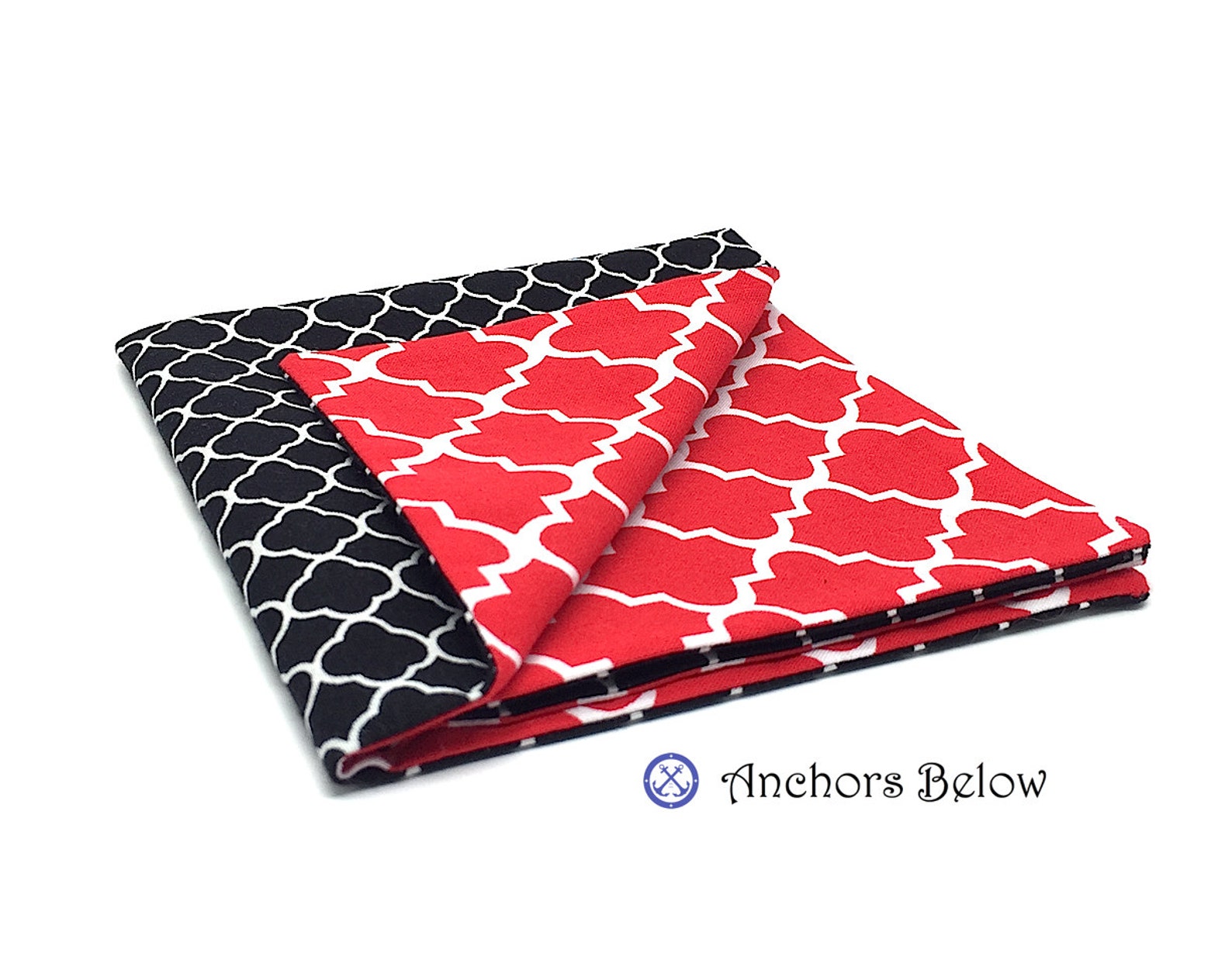 Red Pocket Square Black Pocket Square Double Sided Pocket - Etsy