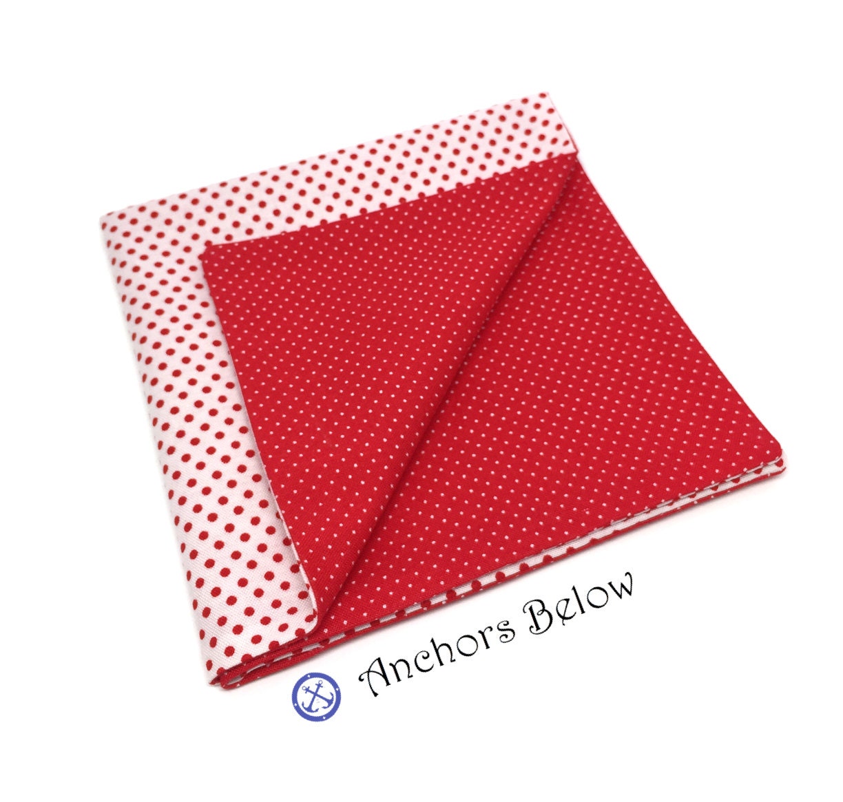 Red and White Polka Dot Pocket Square, Red Pocket Square, White Polka ...