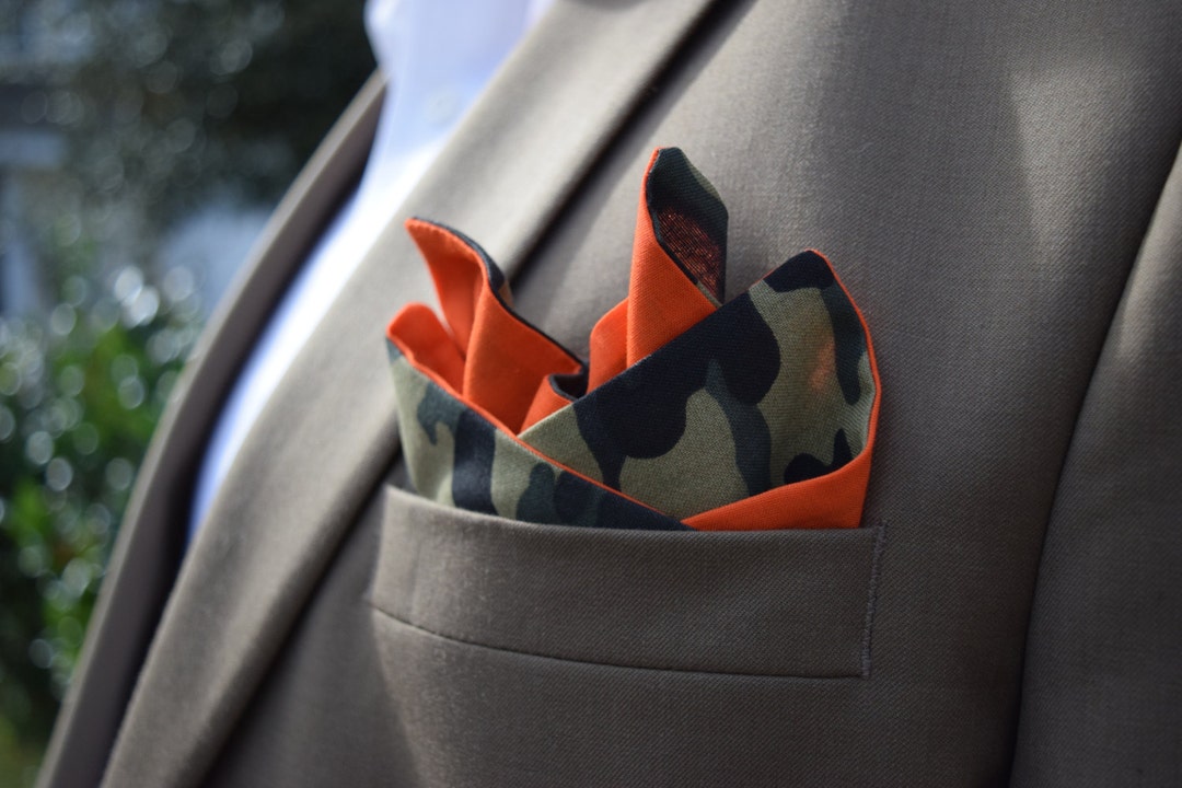 Camo Pocket Square - Camouflage Pocket Square - Orange Pocket Square ...