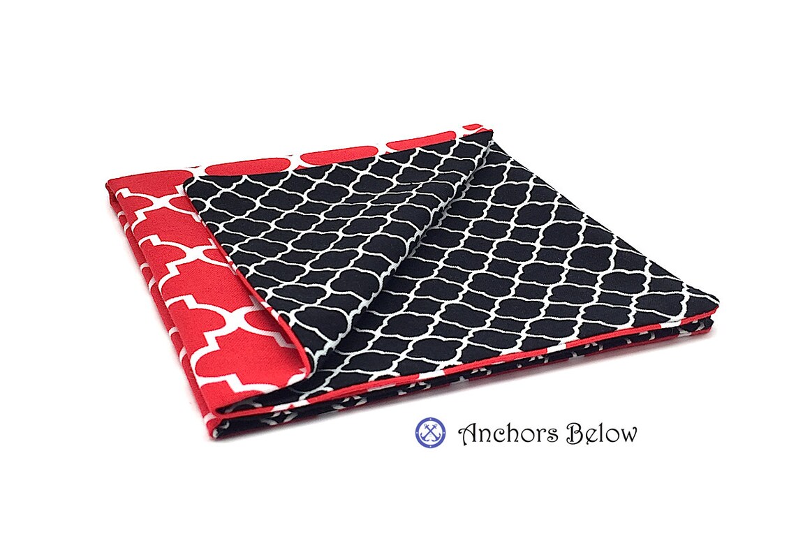Red Pocket Square Black Pocket Square Double Sided Pocket - Etsy