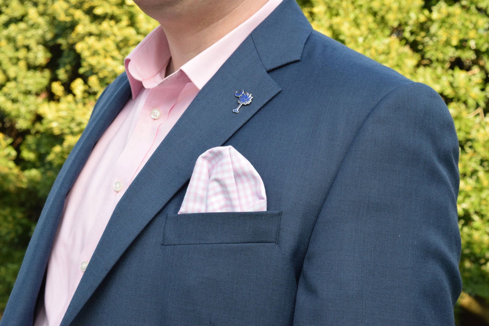 Pink Gingham Pocket Square, Blue Floral Pocket Square, Pink and Blue ...