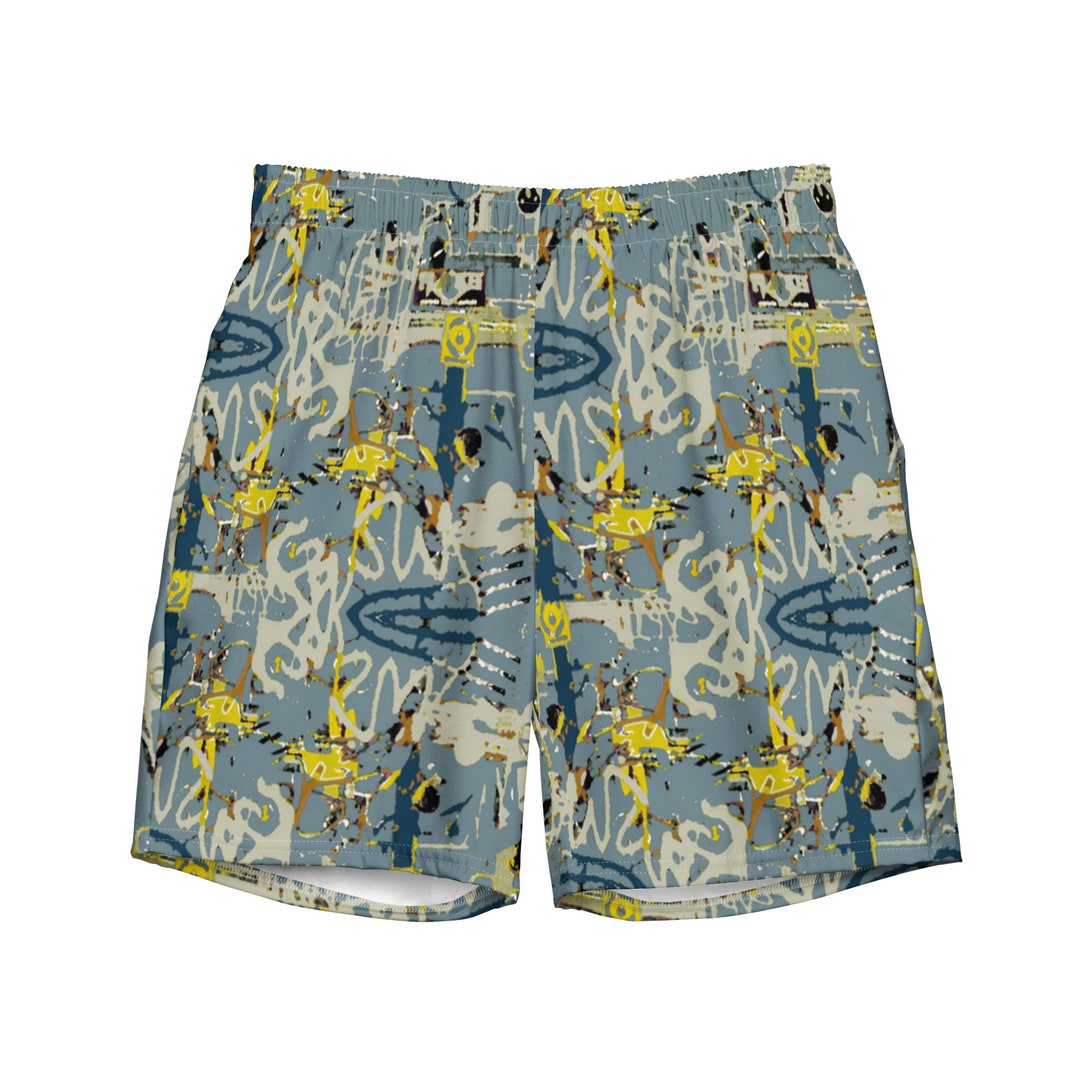 Men's Swim Trunks - Amsterdam Graffiti Blue - Etsy