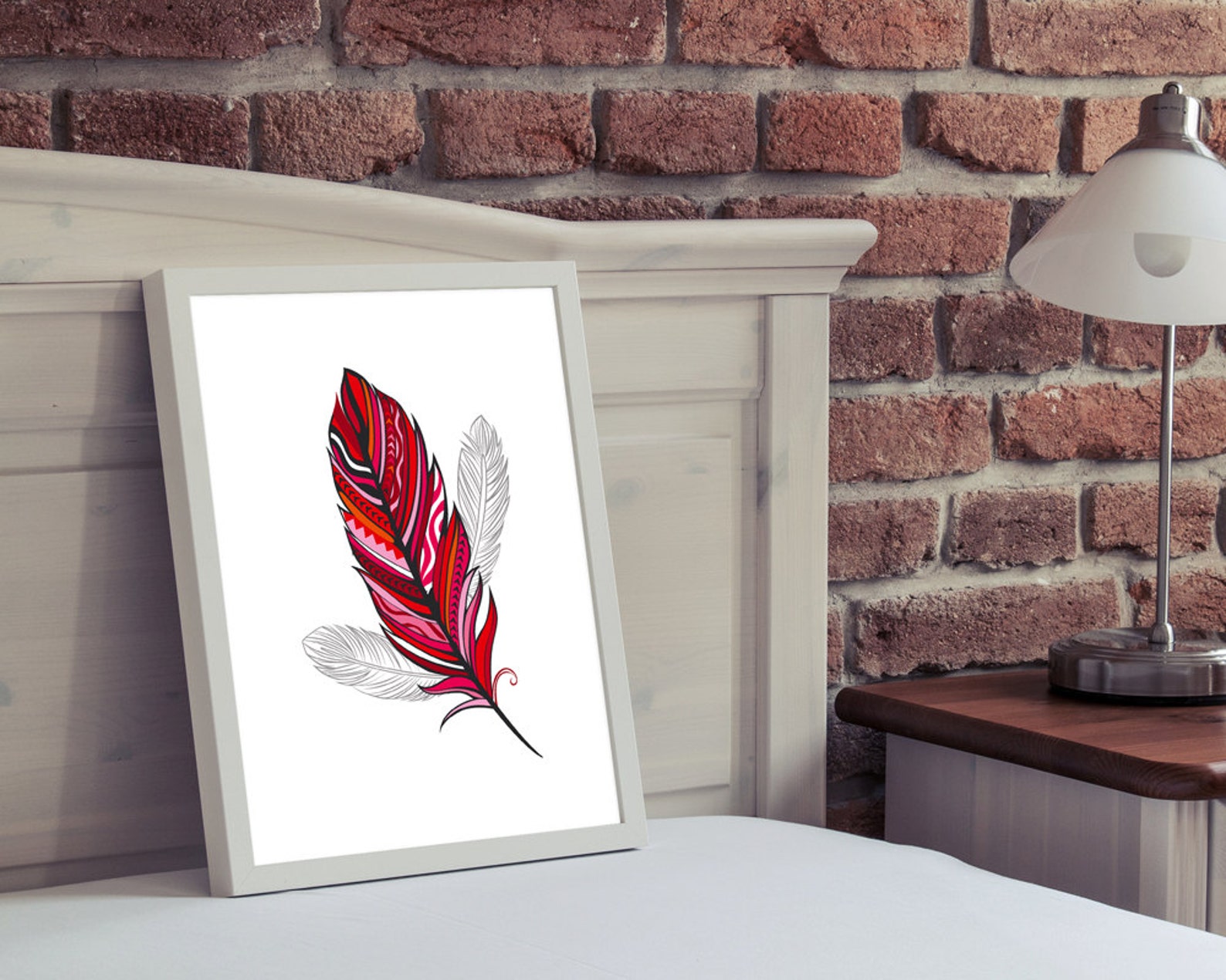 Feather Design red Collection Art Print - Etsy