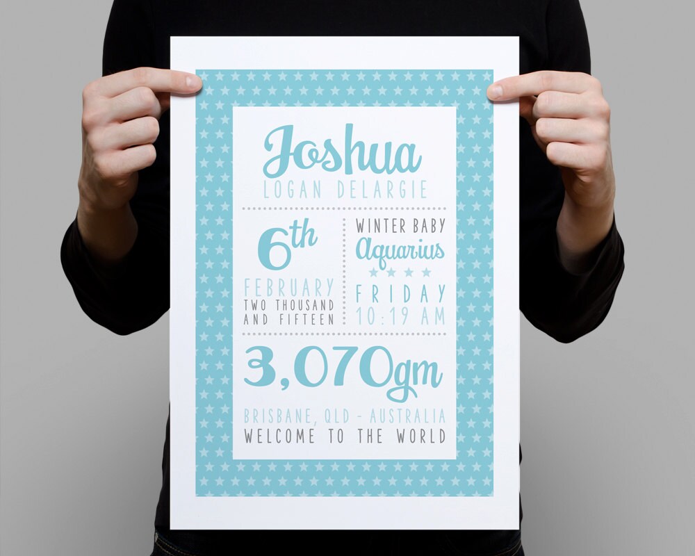 Personalised Birth Details Art Print - Etsy