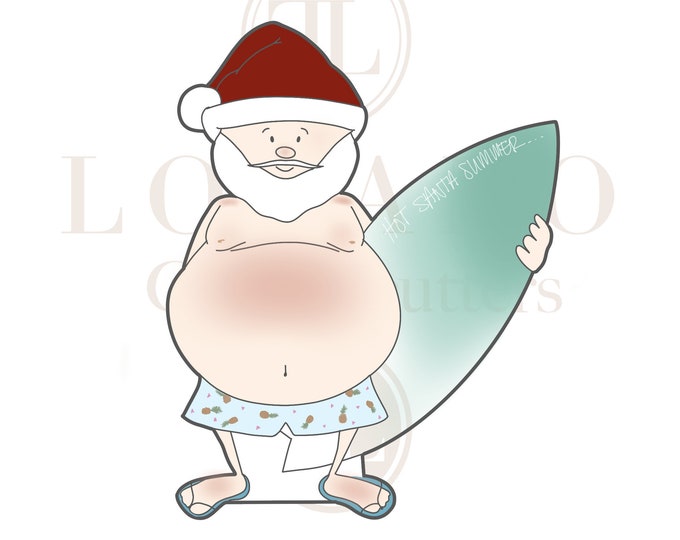 Santa With Surfboard/ Christmas in July Cookie Cutter - Etsy