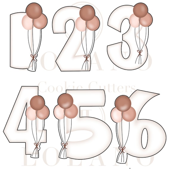 Numbers W/balloons 1-10 Cookie Cutters - Etsy