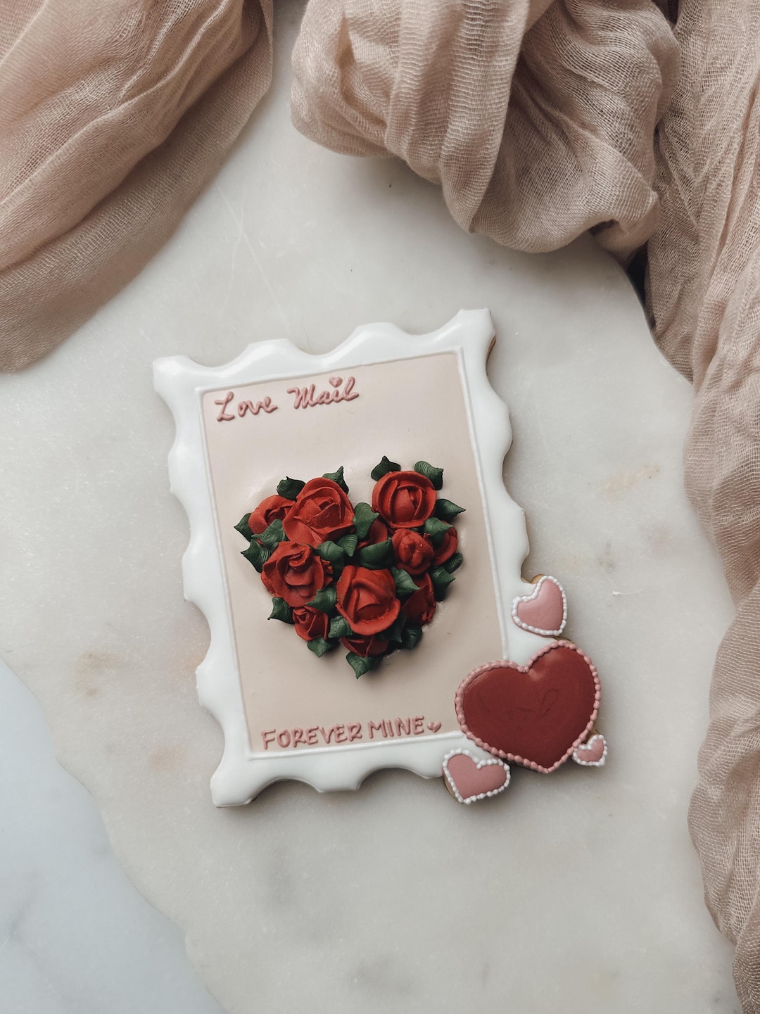 Valentine's Day Postal Stamp With Hearts Cookie Cutter - Etsy