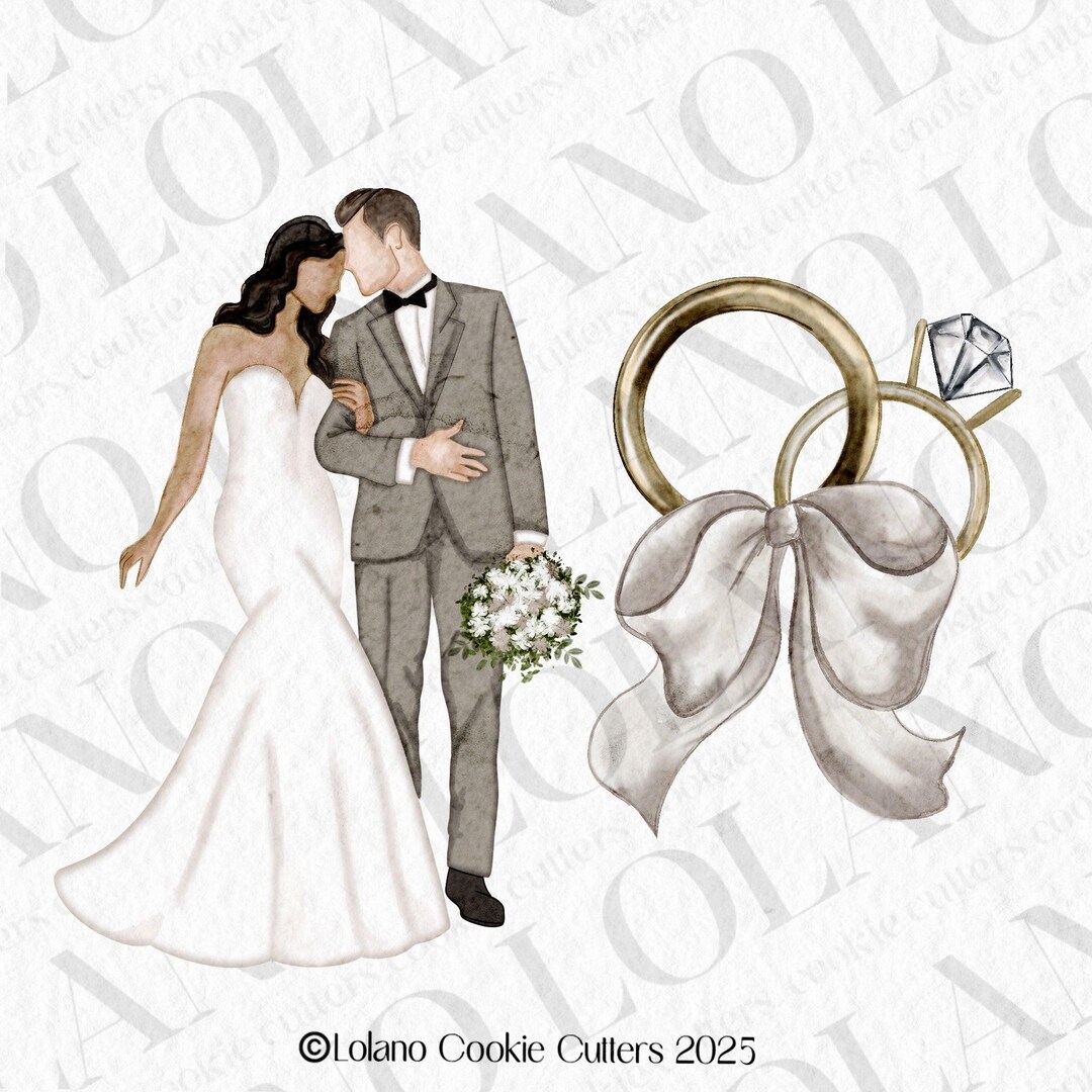 Bride and Groom With Wedding Ring Cookie Cutters - Etsy