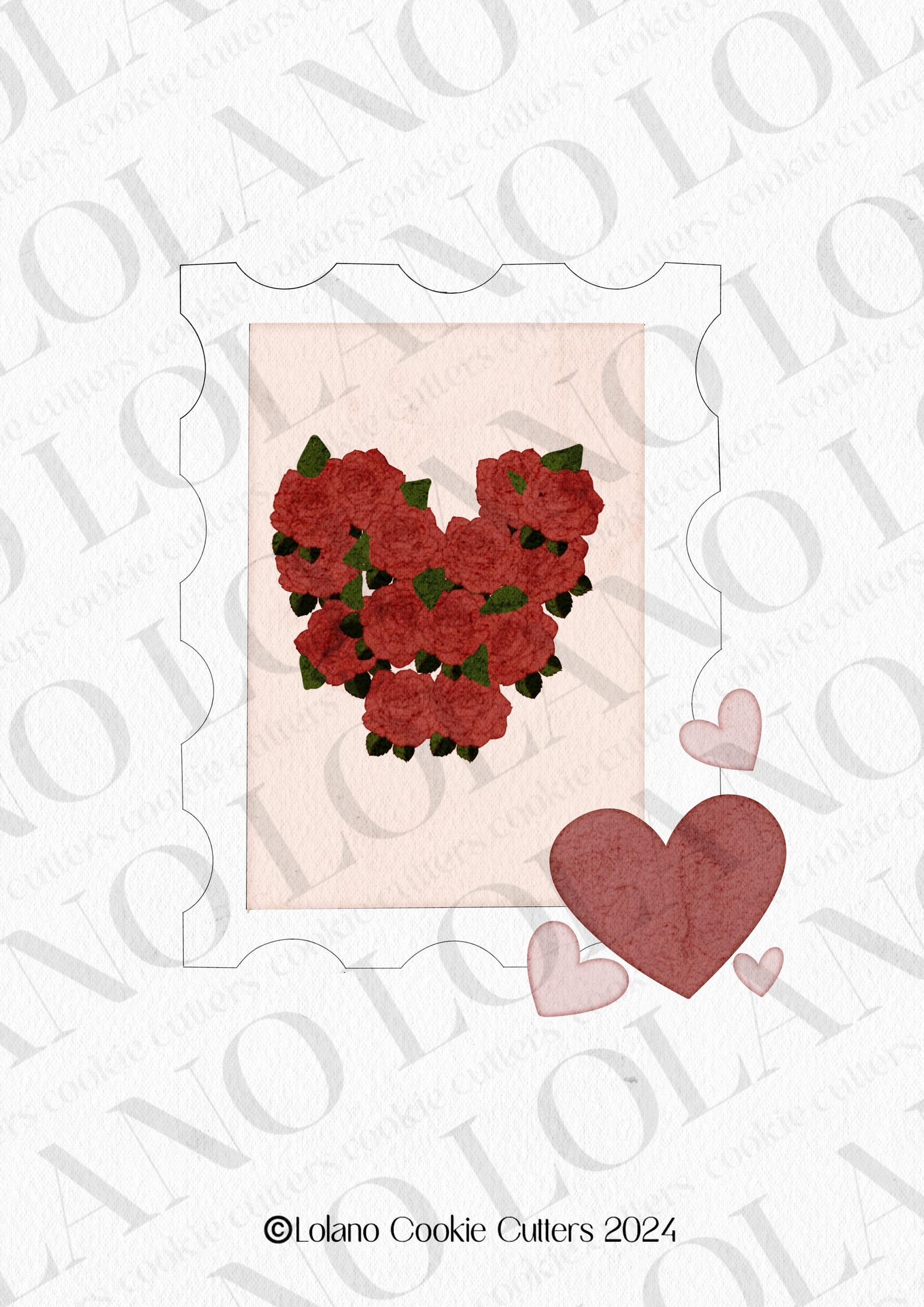 Valentine's Day Postal Stamp With Hearts Cookie Cutter - Etsy