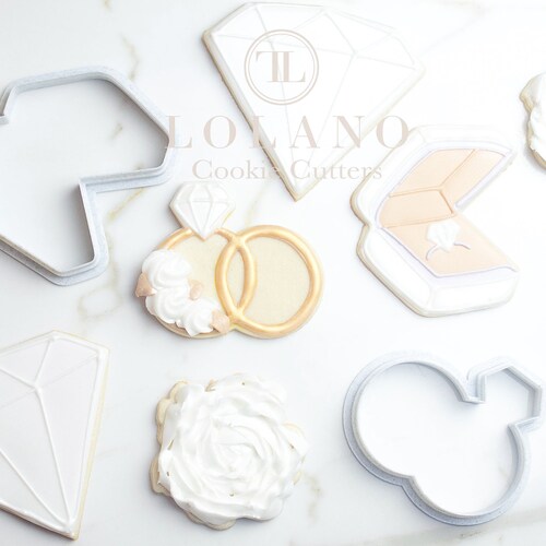 Floral Engagement Diamond Wedding Ring Cookie Cutter Cookie | Etsy