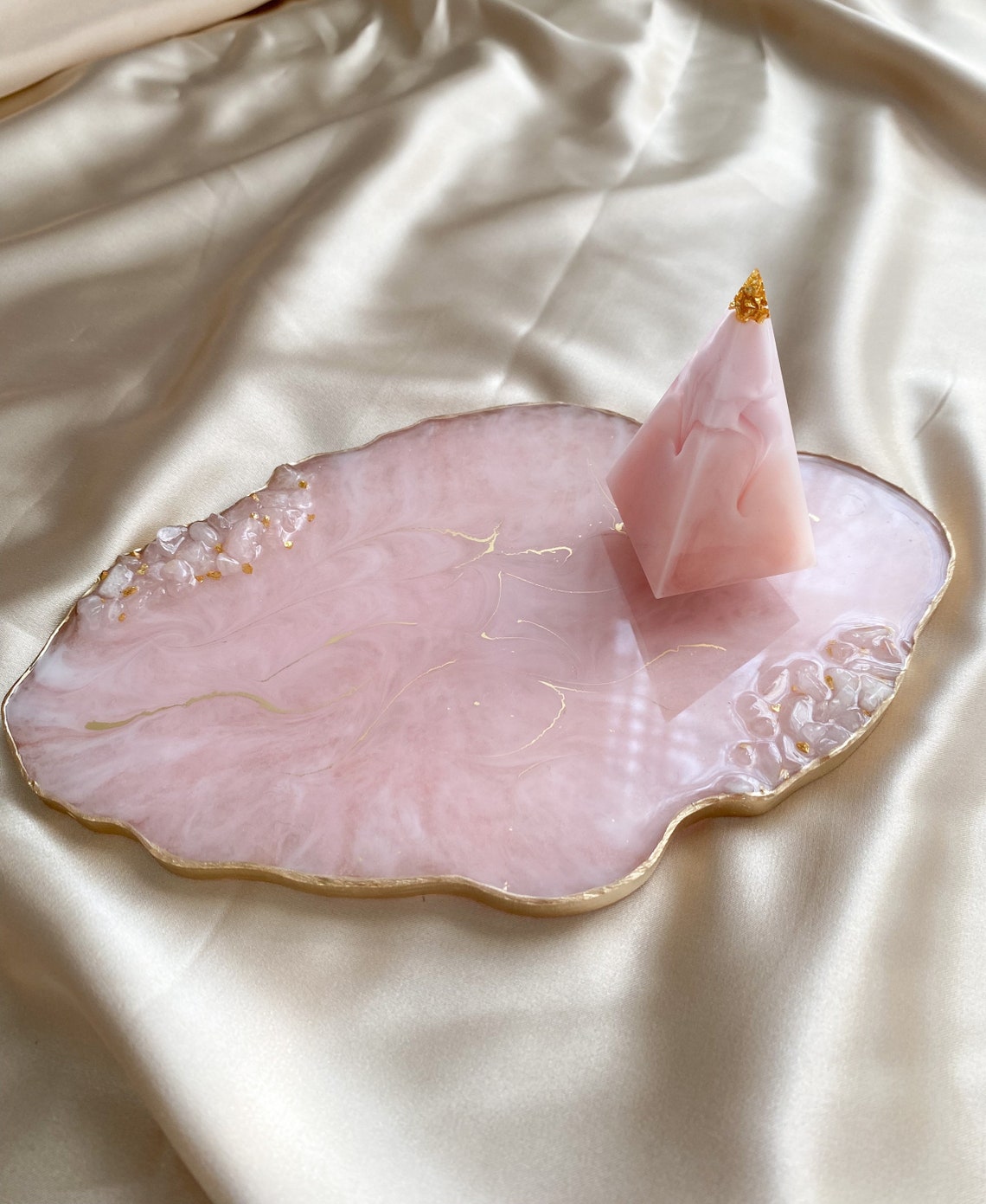 Holiday Present Resin Tray Rose Quartz Natural Stones - Etsy