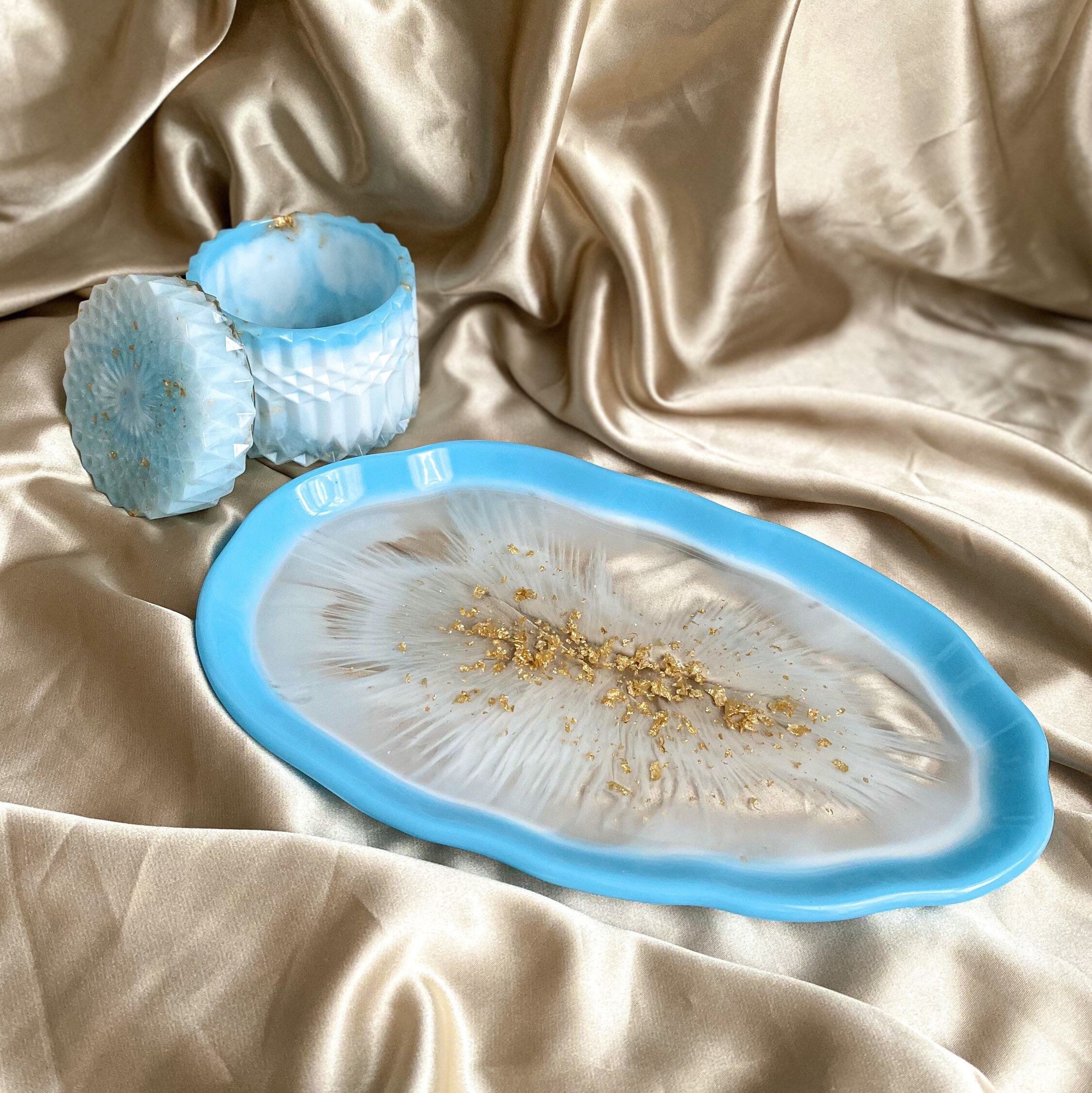Pastel Colors Resin Tray Resin Platter and Jar Bridal Gift Home Decor ...