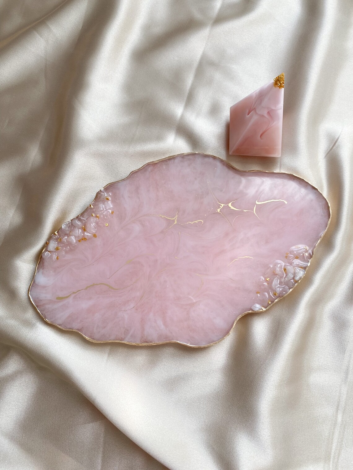 Holiday Present Resin Tray Rose Quartz Natural Stones - Etsy