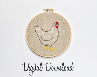 Hen Embroidery | Etsy