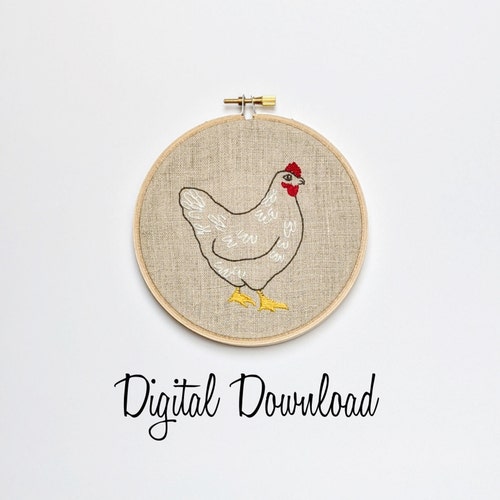Chicken Embroidery Pattern Instant Download Hen Hand - Etsy