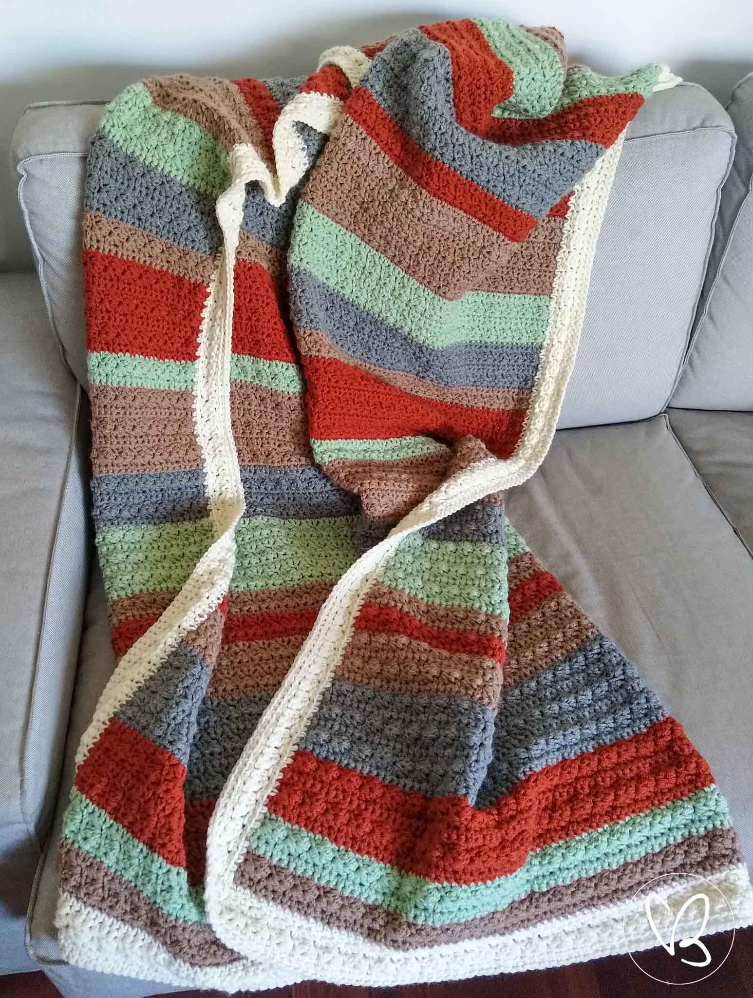 Beautiful Crochet Blanket Random Stripes Winter Blanket | Etsy