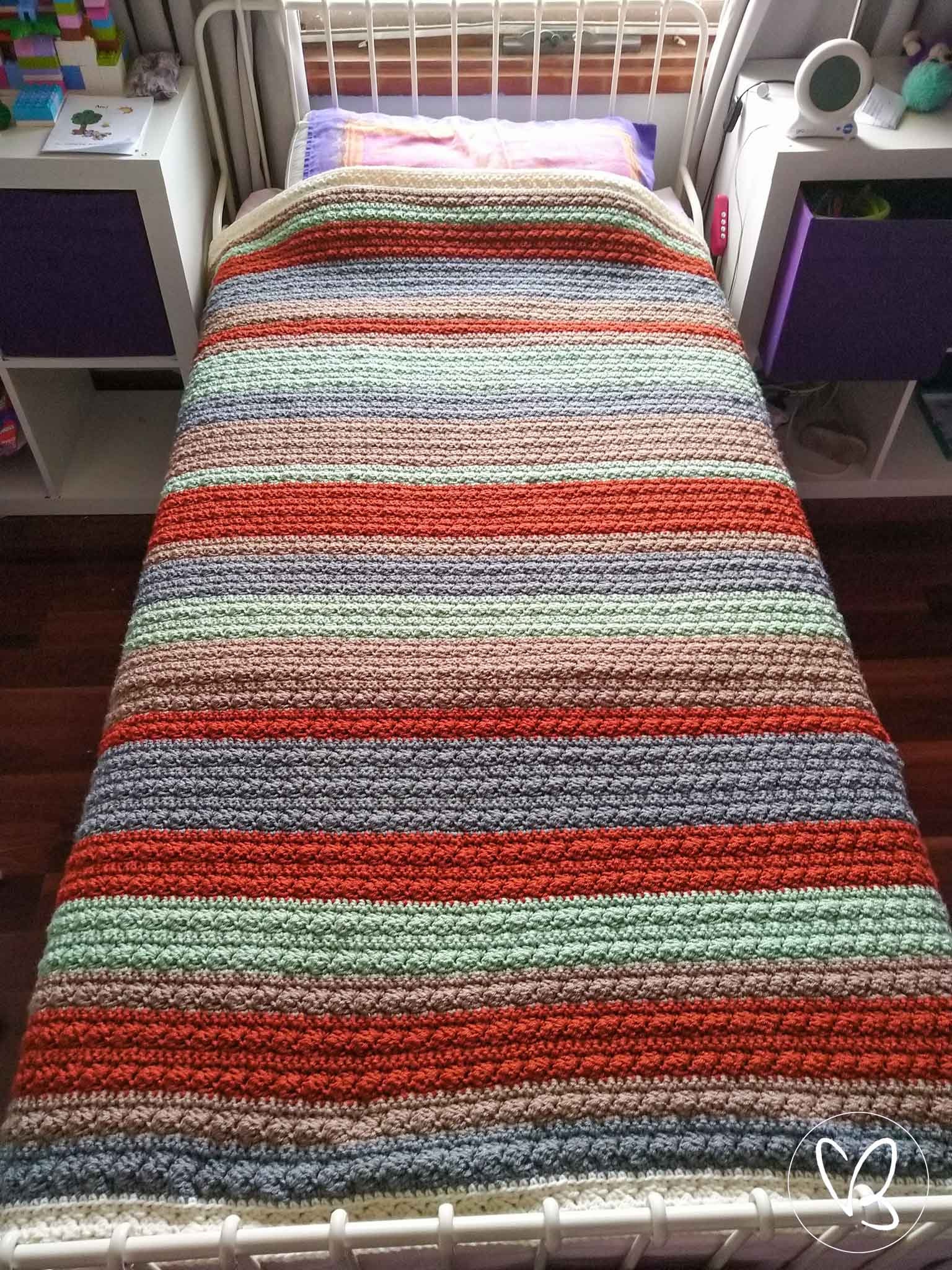Beautiful Crochet Blanket Random Stripes Winter Blanket | Etsy